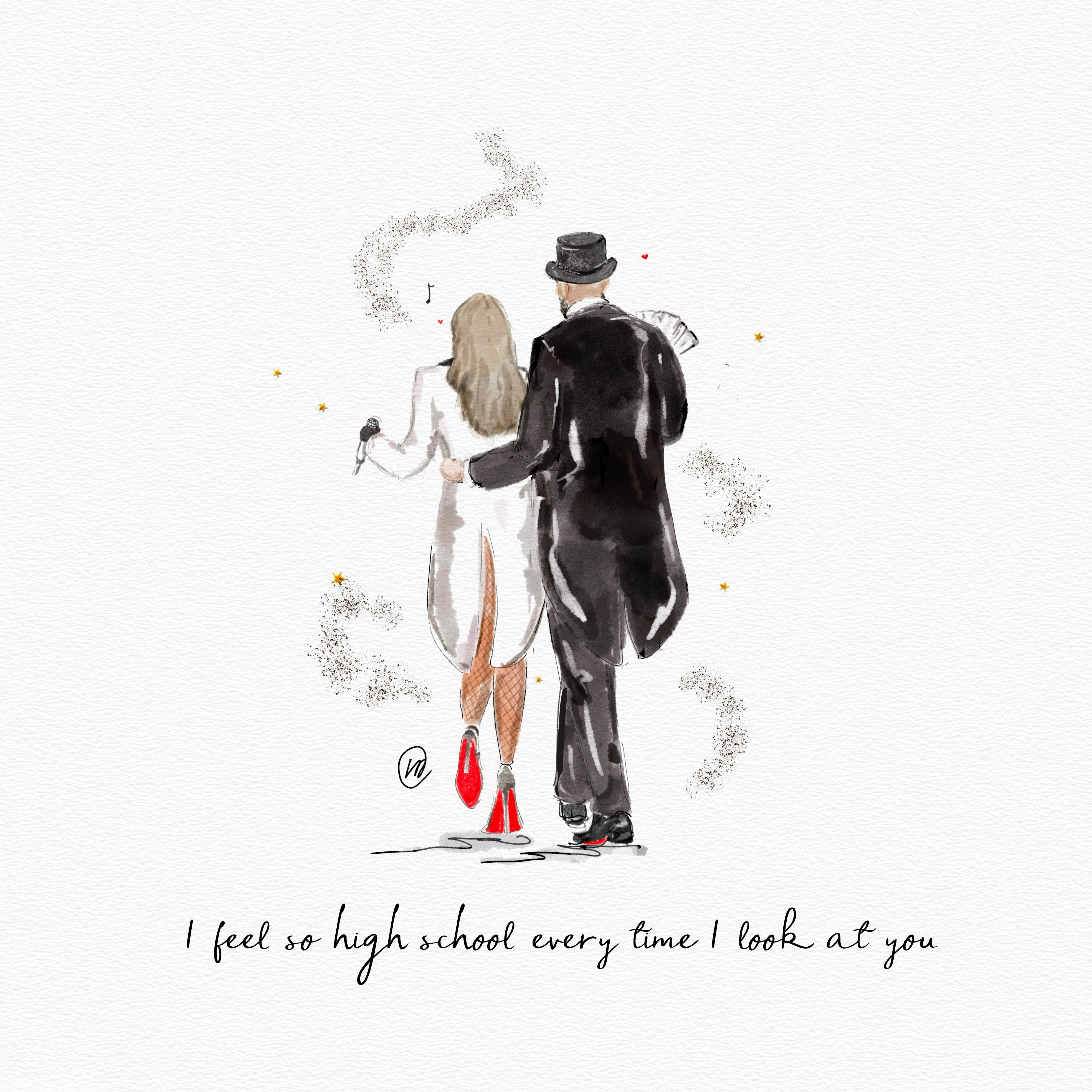 So High School Taylor Swift Travis Kelce Illustration – Lucy Claire Illustration