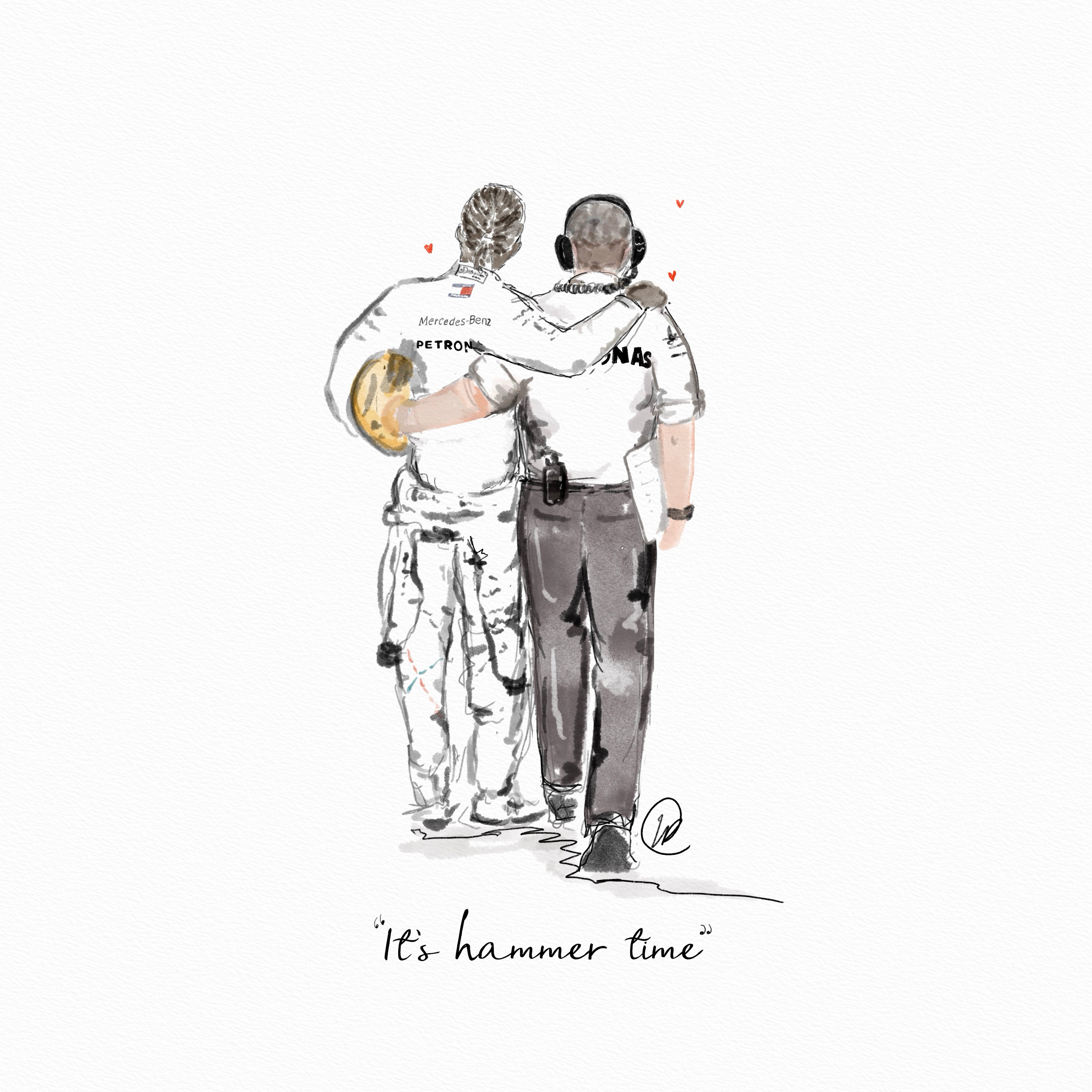 Lewis Hamilton Bono Hammer Time Print – Lucy Claire Illustration