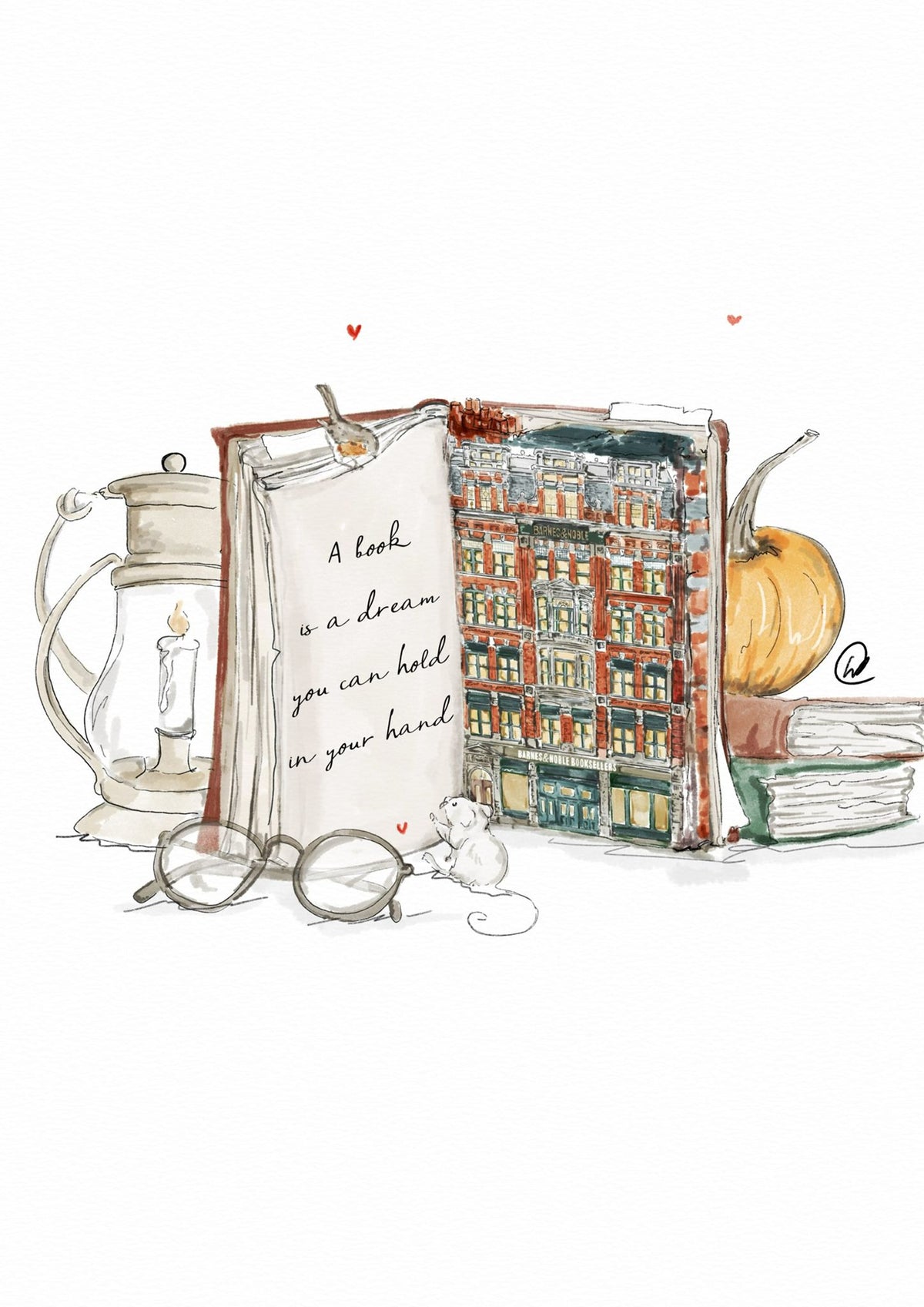Barnes and Noble bookshop drawing – Lucy Claire Illustration